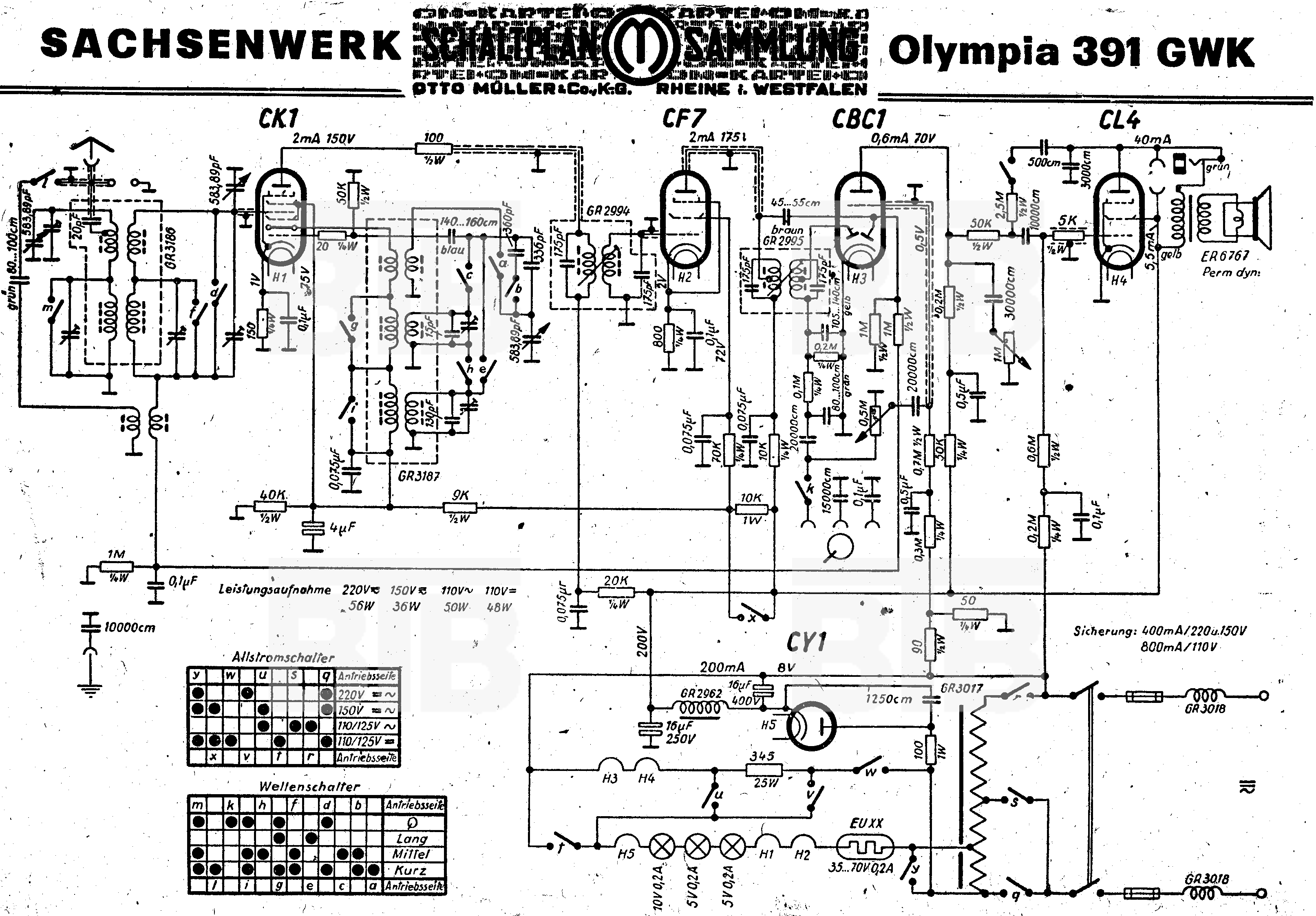 Schaltplan für SACHSENWERK Typ: OLYMPIA 391 GWK_a