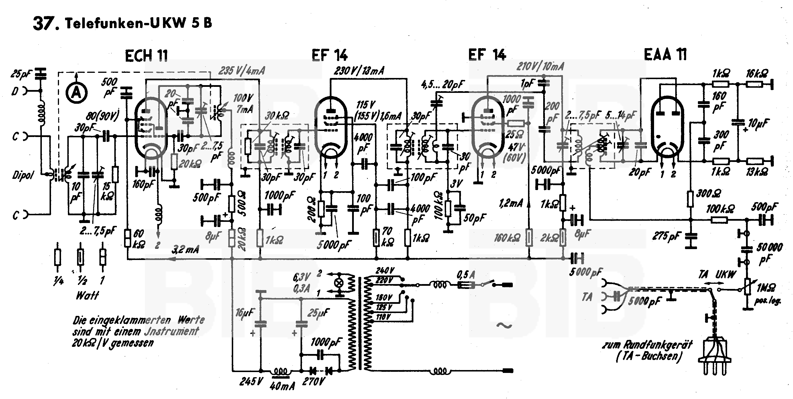 Schaltplan für TELEFUNKEN Typ: UKW 5 B